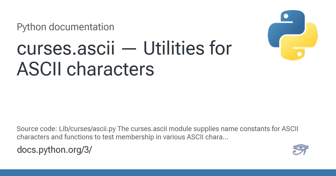 curses.ascii — Utilities for ASCII characters — Python 3.13.7 documentation
