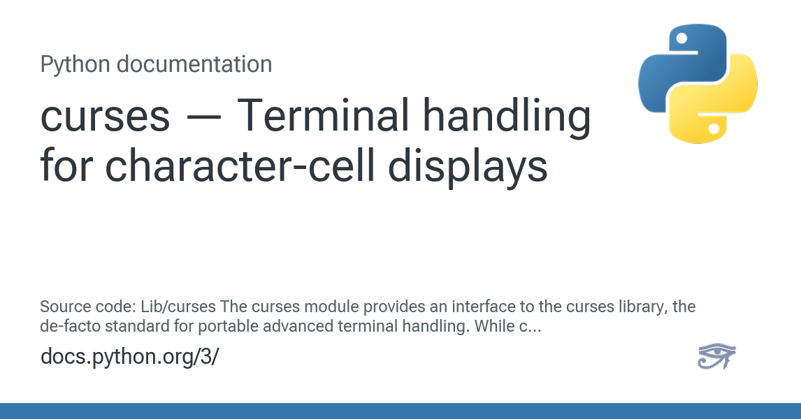 curses — Terminal handling for character-cell displays — Python 3.13.5 documentation