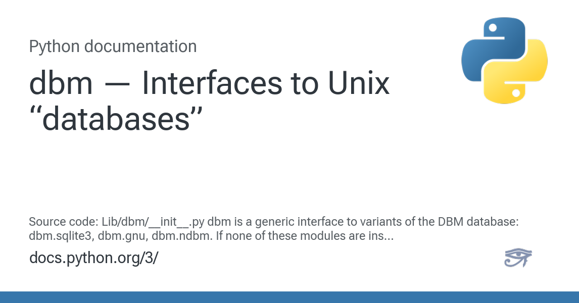 dbm — Interfaces to Unix “databases” — Python 3.13.7 documentation