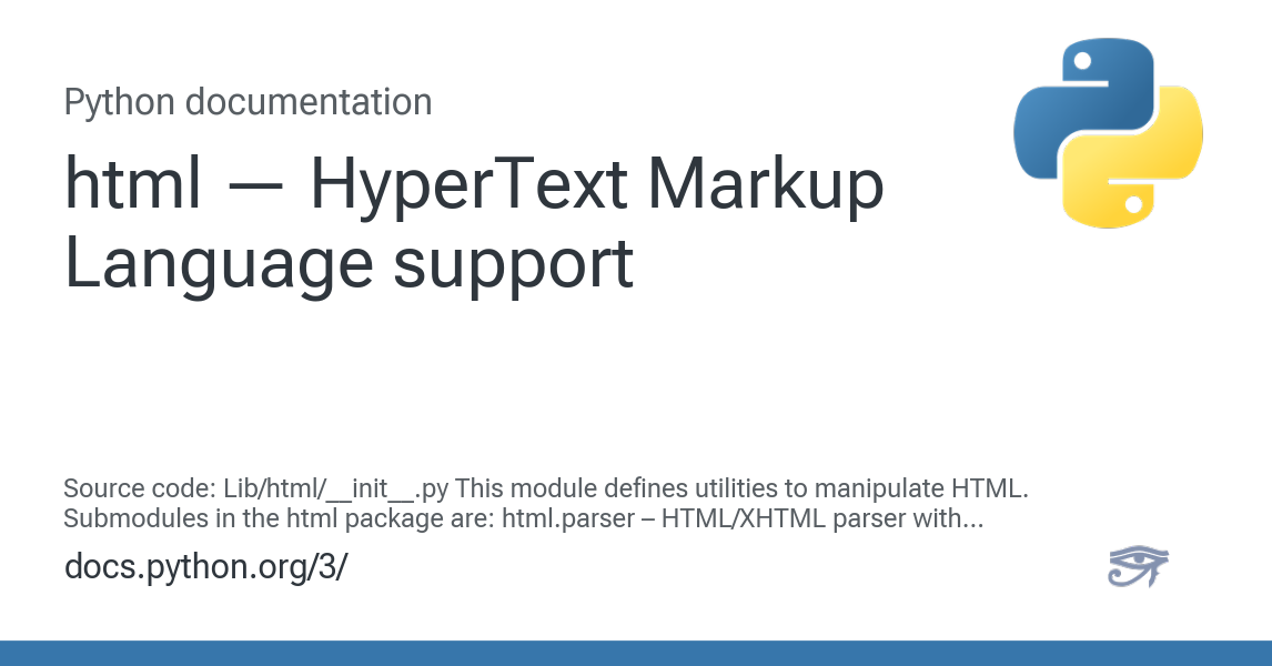 html — HyperText Markup Language support — Python 3.13.7 documentation