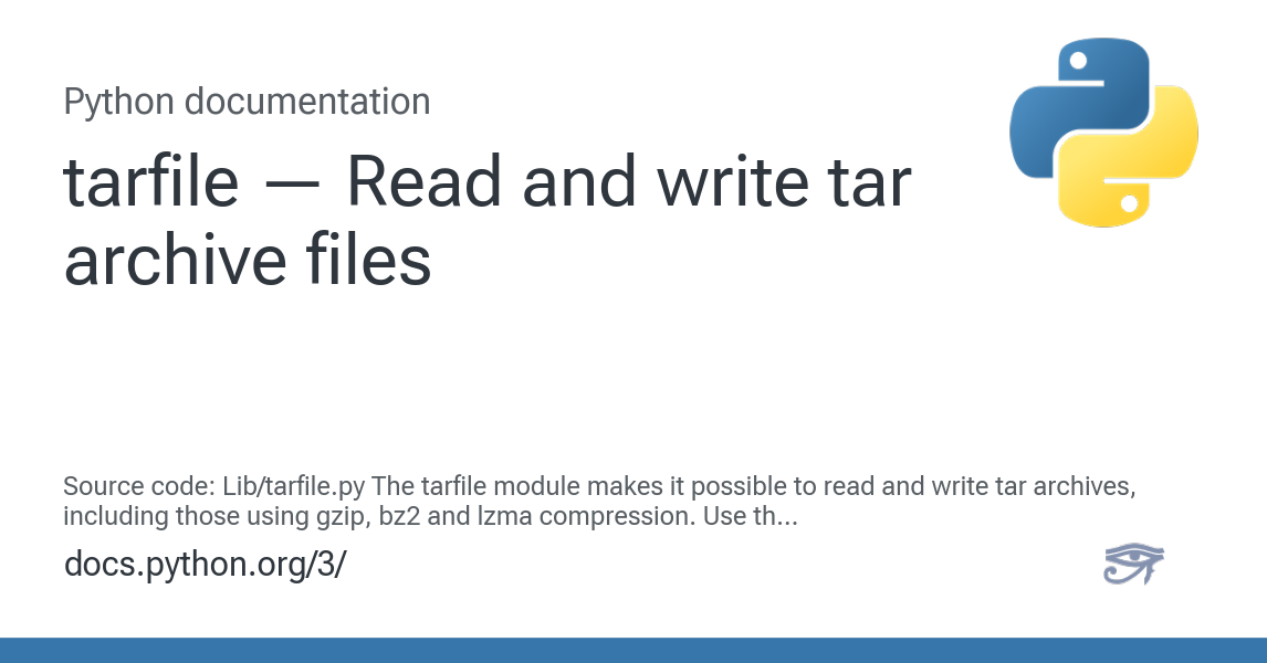 tarfile — Read and write tar archive files — Python 3.13.7 documentation