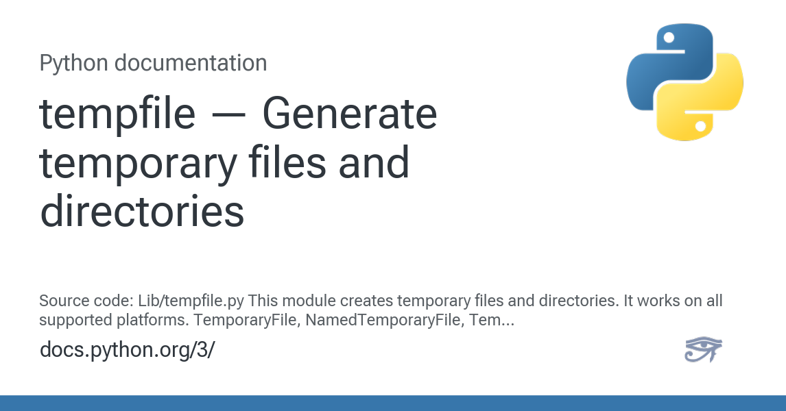 tempfile — Generate temporary files and directories — Python 3.13.5 documentation