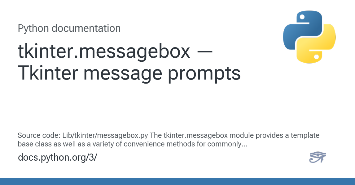 tkinter.messagebox — Tkinter message prompts — Python 3.14.0 documentation