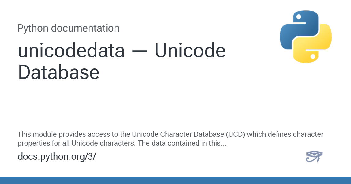 unicodedata — Unicode Database — Python 3.14.2 documentation