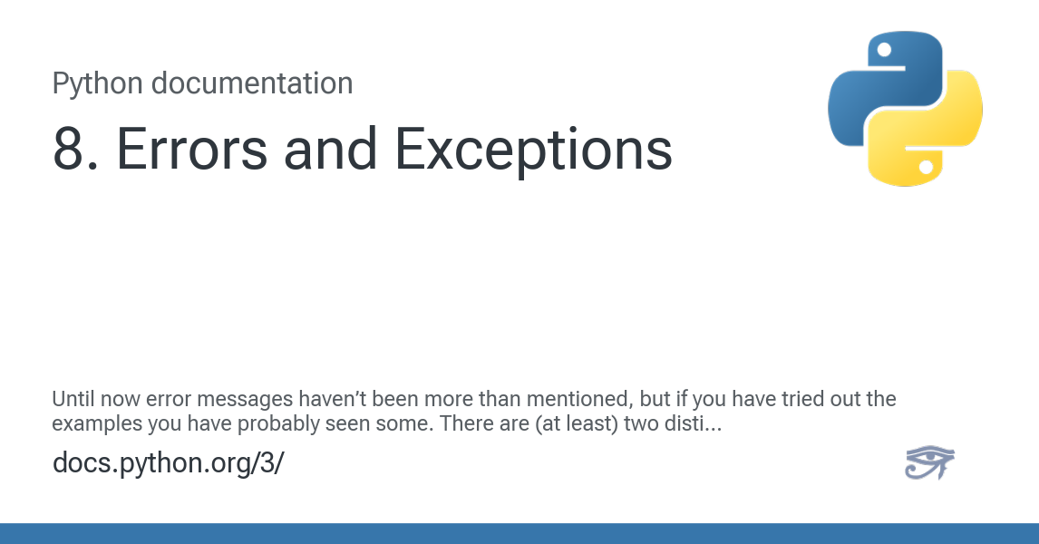 8 Errors And Exceptions Python 3 14 0 Documentation